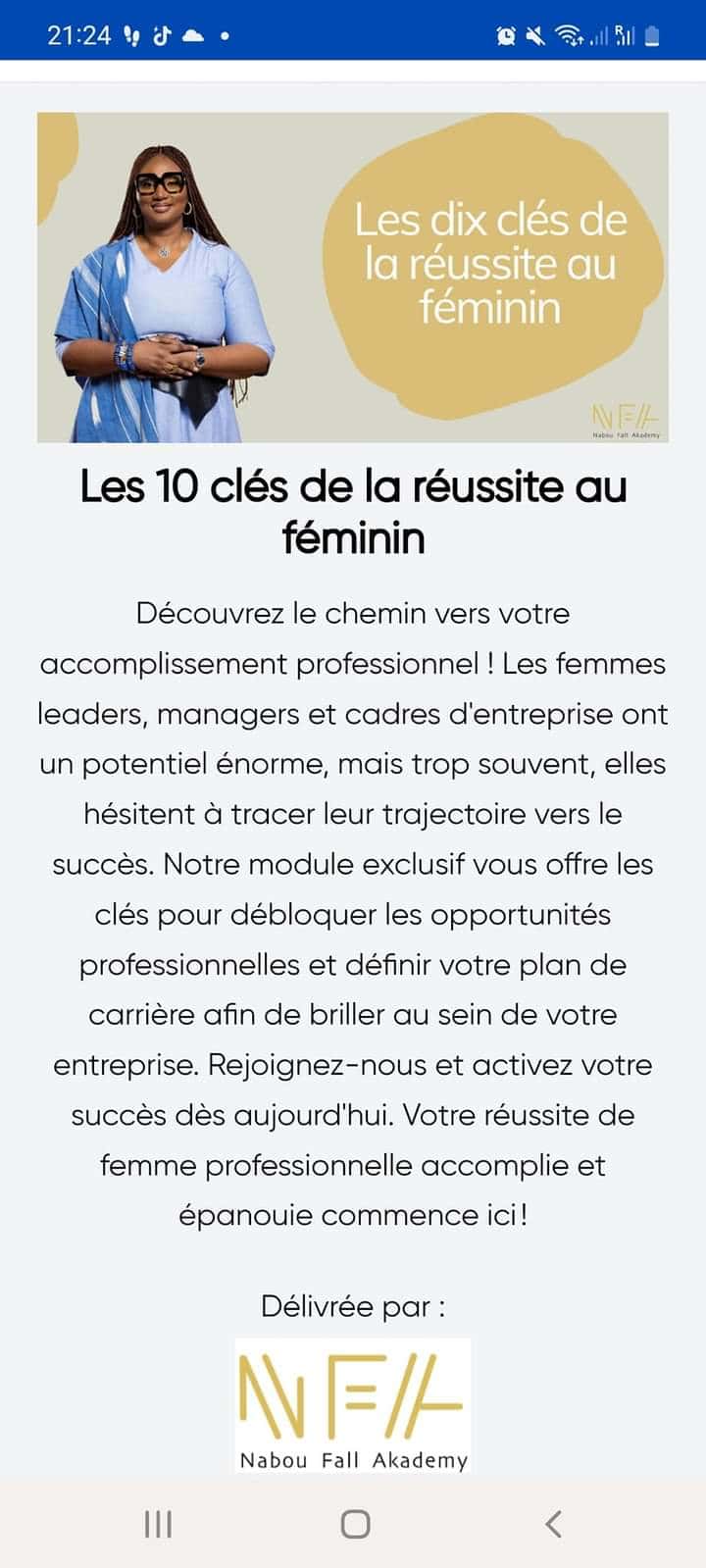 Nabou Fall lance "Les 10 clés de la Réussite au Féminin", une formation ...